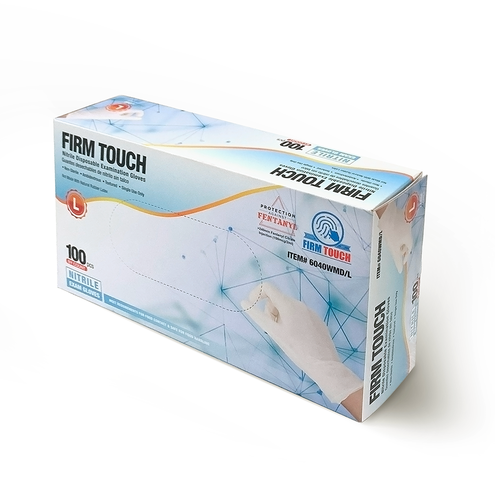 6040WMD- FIRM TOUCH 4 White Nitrile Disposable Exam Grade Powder Free ...