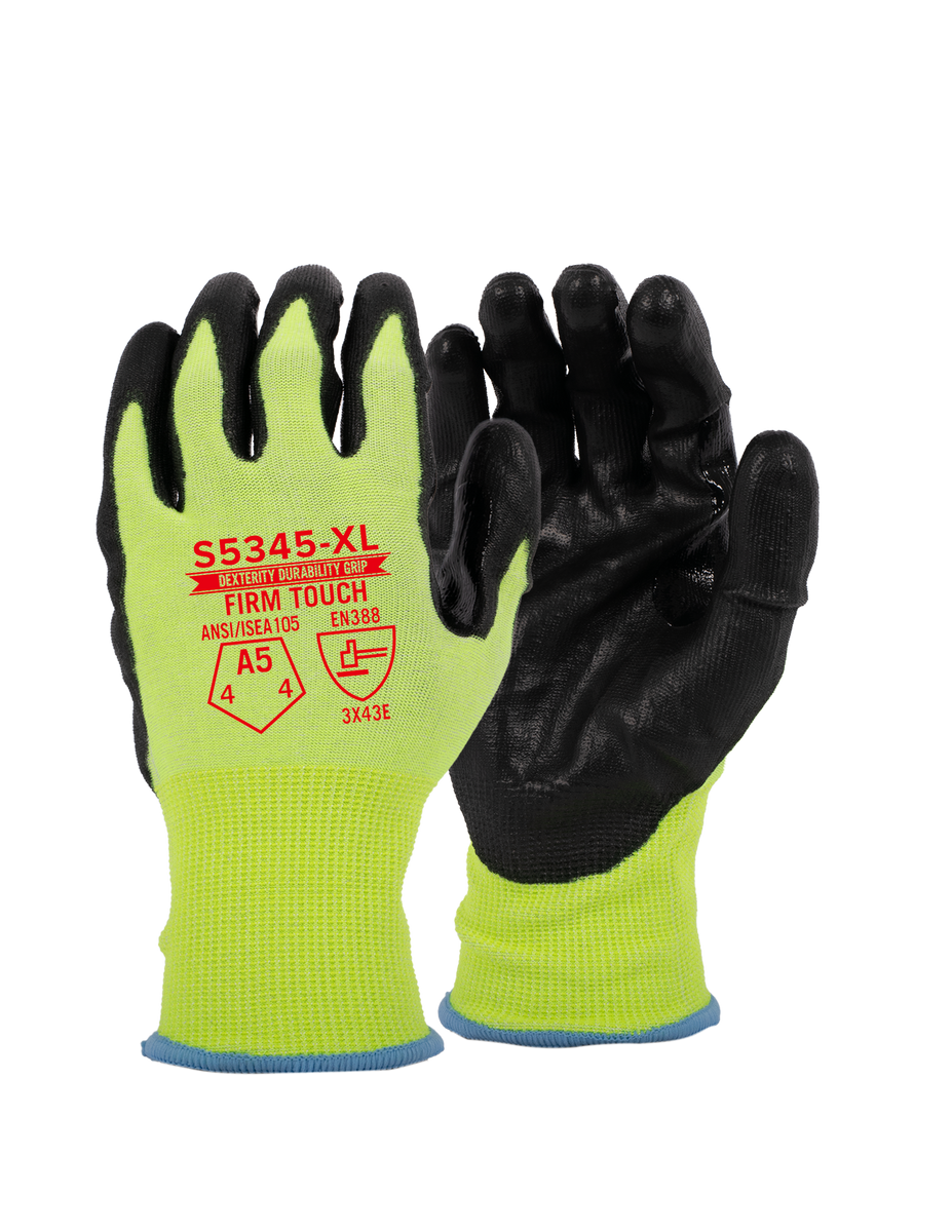 S5345 Standard ANSI Cut 5 PU Green shell Black Coating – Elite Safety Products